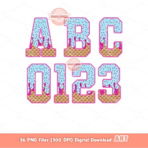 Sprinkle Drip Varsity Alphabet PNG, Drippy Pink & Blue Ice-cream Sport ...
