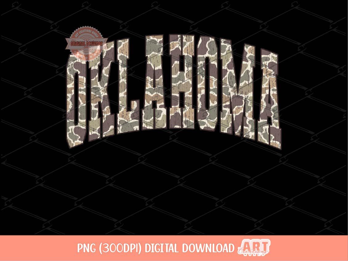 Oklahoma Grunge Camo PNG: Distressed Varsity Sublimation Design ...