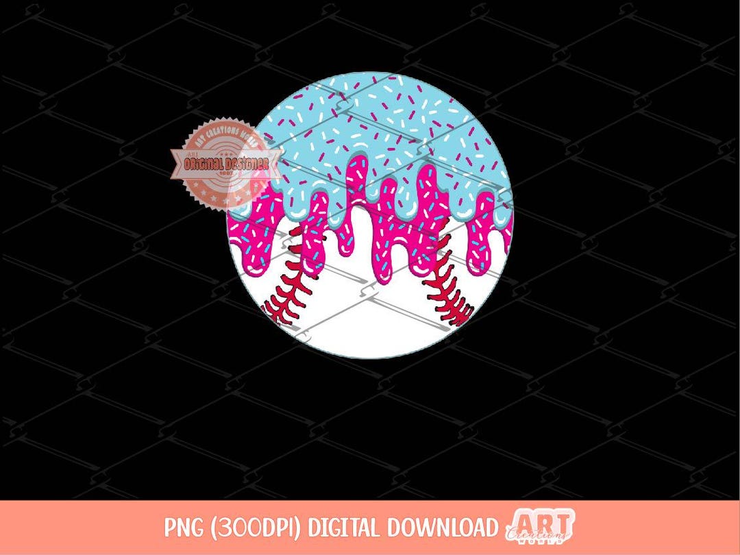 Drippy Baseball Ball PNG: Pink Blue Ice Cream Cone Clipart (digital ...