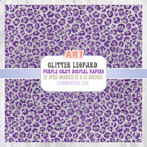 Purple Glitter Leopard Digital Paper Pack: Scrapbook Backgrounds ...