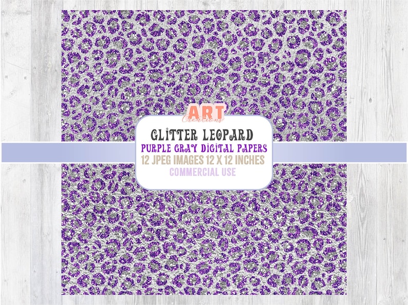 Purple Glitter Leopard Digital Paper Pack: Scrapbook Backgrounds ...
