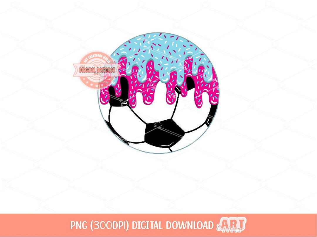 Pink Blue Drip Soccer PNG, Drippy Ice Cream Waffle Cone Sports Ball ...