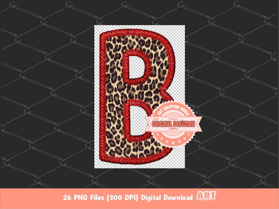 Leopard Print Alphabet PNG: Faux Embroidery Letters Clipart (digital ...