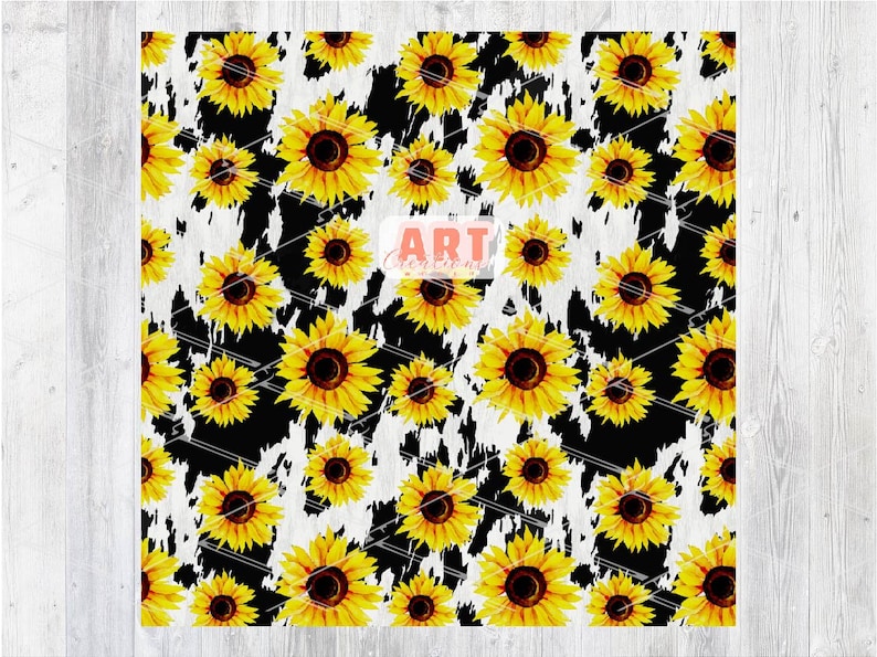 Cowhide Sunflower Digital Paper Western Black Cow Print - Etsy