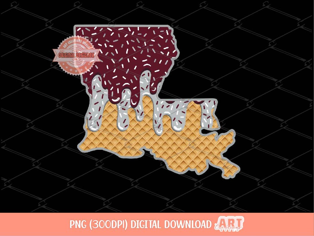Maroon Grey Sprinkle Drip Louisiana PNG, Custom Drippy Ice Cream US ...