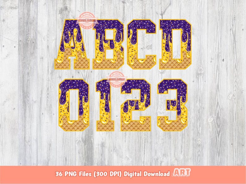Purple Gold Drip Alphabet PNG: Dripping Sports Letters & Numbers ...