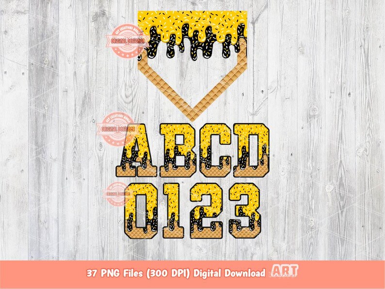 Drippy Sports Alphabet PNG Bundle: Gold & Black Ice Cream Letters ...