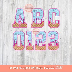 Sprinkle Drip Varsity Alphabet PNG, Drippy Pink & Blue Ice-cream Sport ...