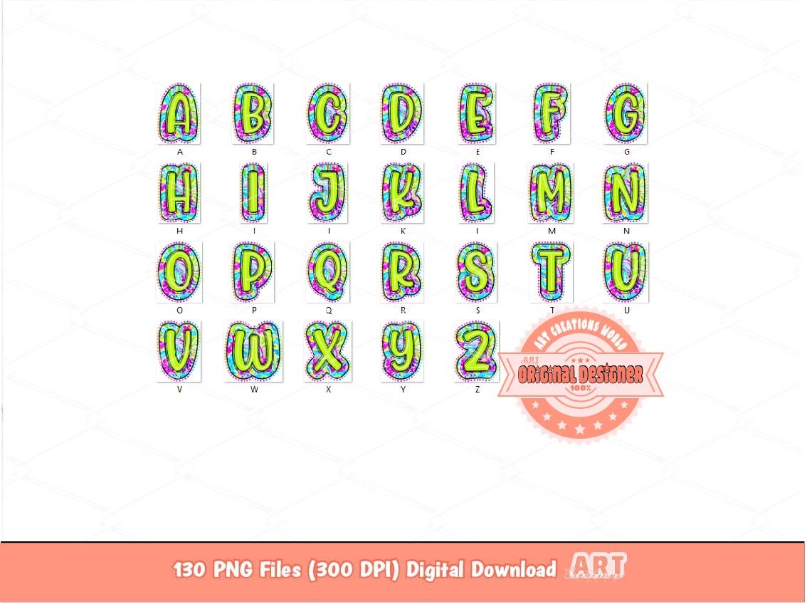 Floral Paisley Doodle Alphabet Set PNG, Bright Colorful Letters Clipart ...
