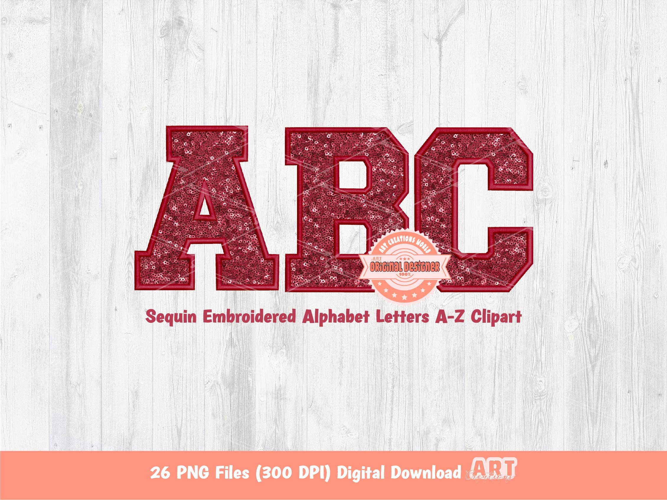 Red Wine Sequin Varsity Alphabet Clipart: Maroon Glitter Letters ...