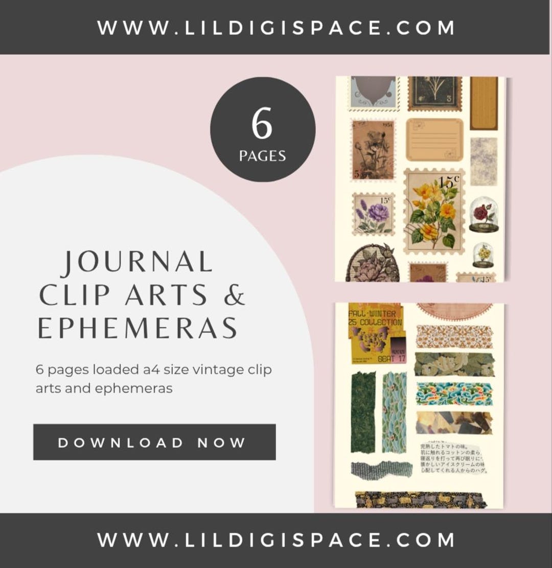 Vintage Clip Art & Ephemera Bundle – Digital Download for Junk Journals ...