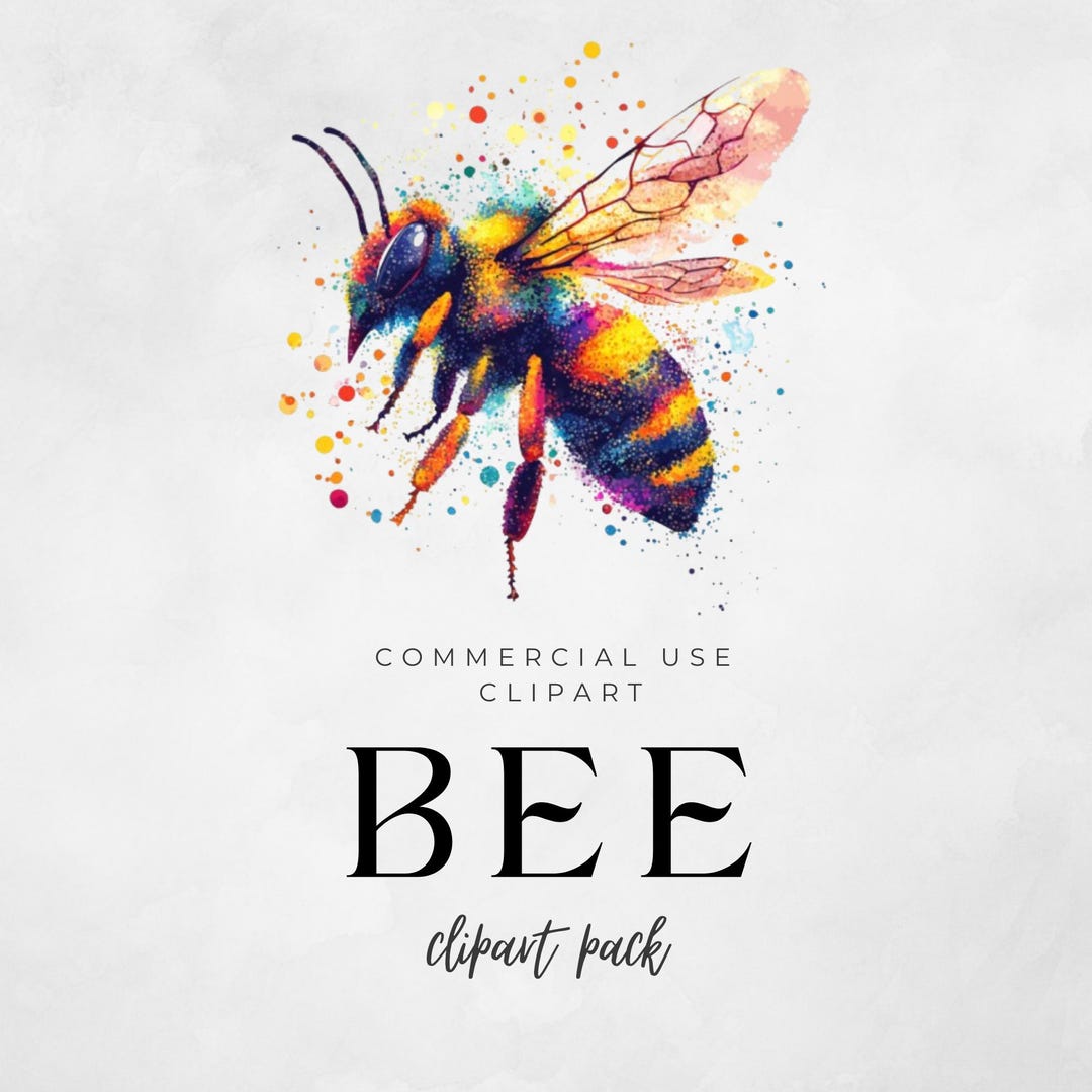 Watercolor Bee Clipart PNG – Single Image for Commercial Use, Neutral ...