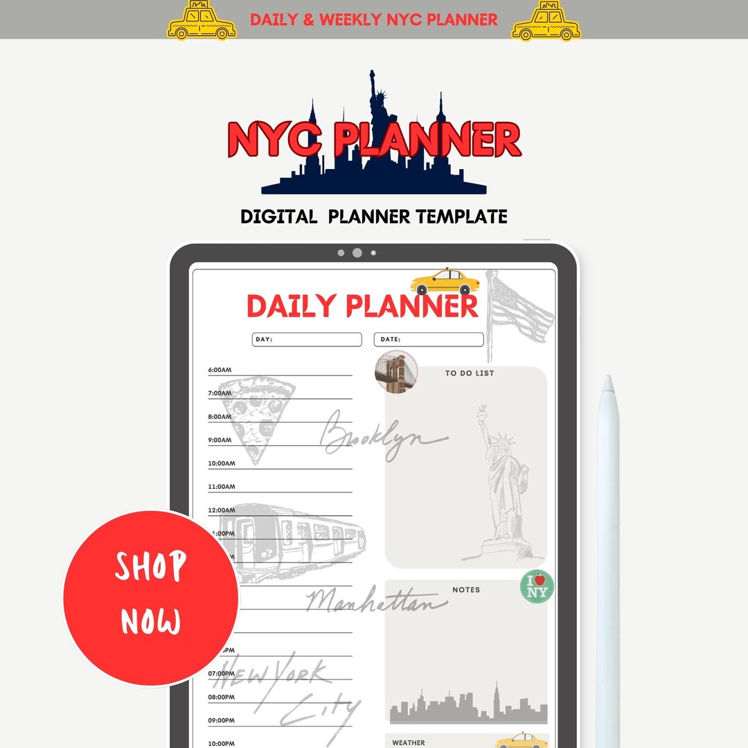 NYC Planner, Printable & Digital Daily Weekly Planner, New York City ...