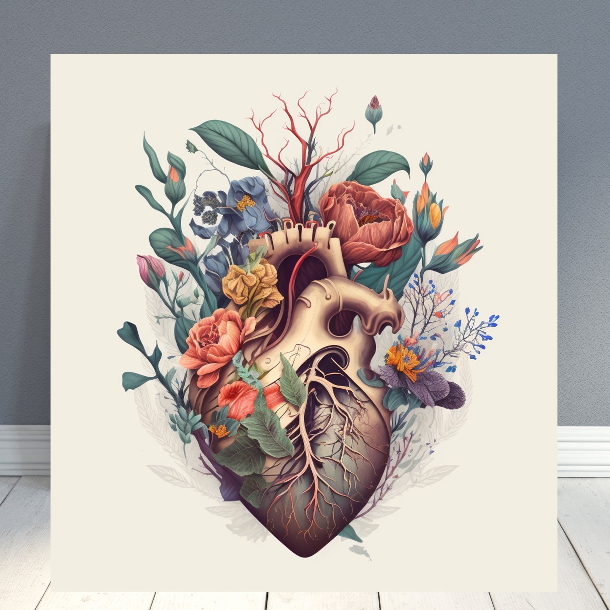 Anatomical Heart Painting, Love Simbol, Digital Wall Art, Digital ...