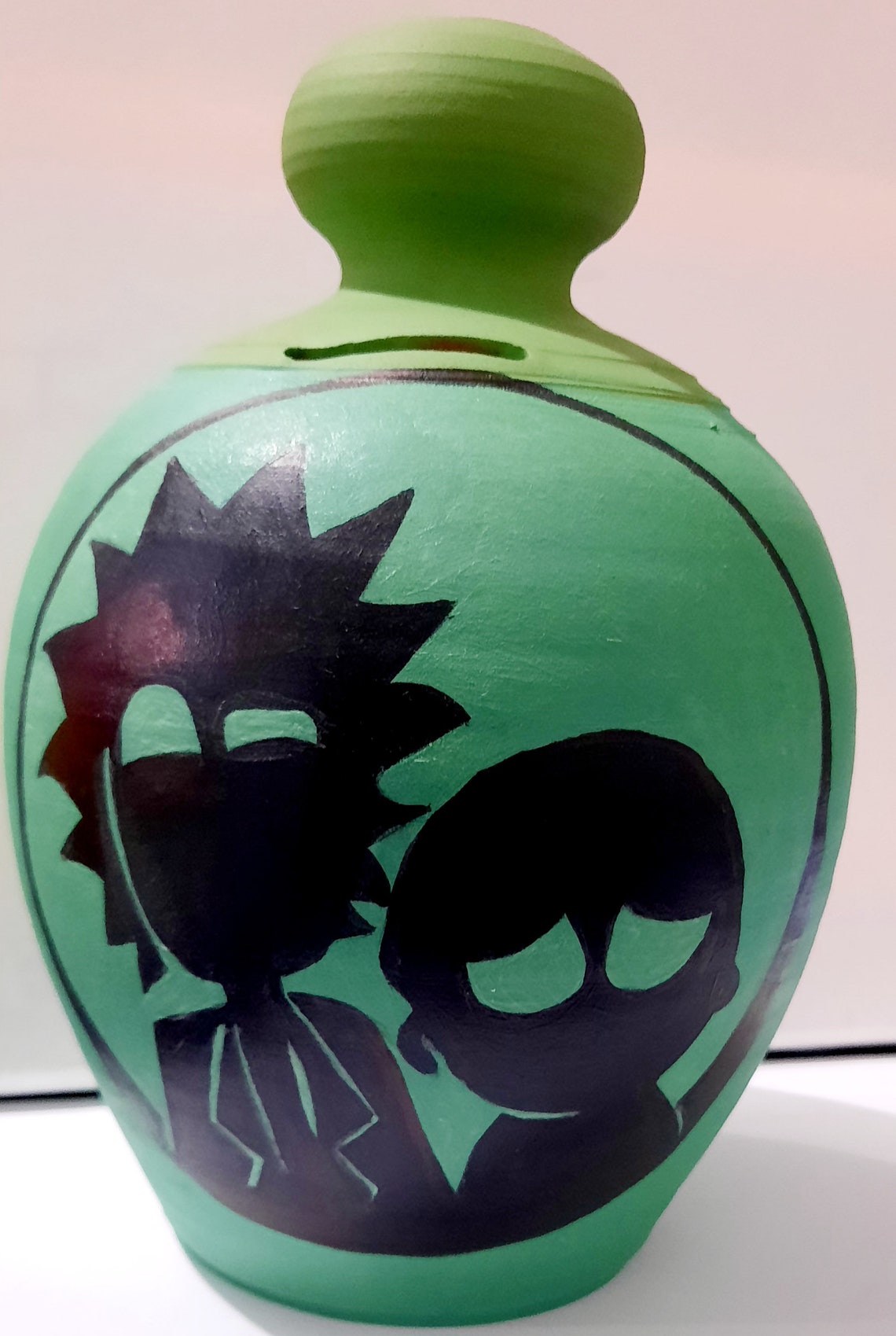 Rick and Morty Glow in the Dark Piggy Bank Gift Handmade Unique Design ...
