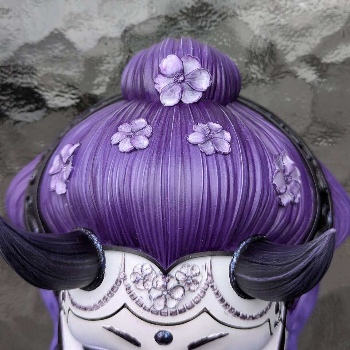 Cyber Oni Mask Wall Art – Hand-painted Demon Mask Decor – Futuristic ...