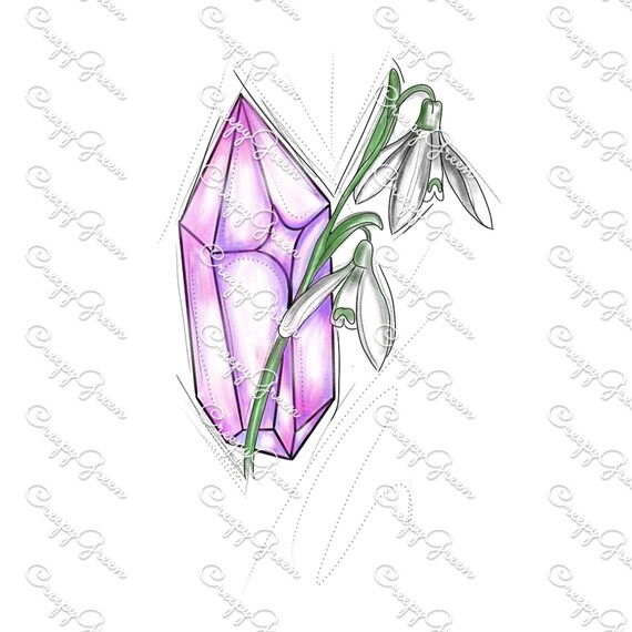 Snowdrop Crystal DIGITAL Tattoo Design Digital Art Print - Etsy