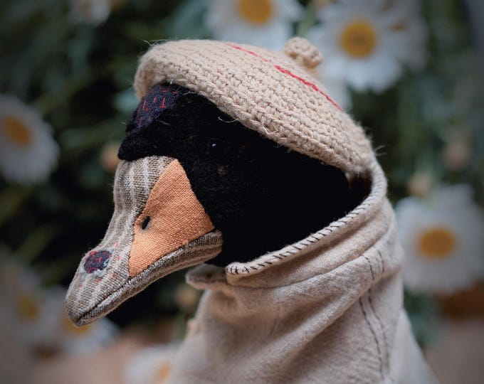 Teddy Goose Plush Goose Stuffed Bird Black Bird Handmade Goose Doll ...
