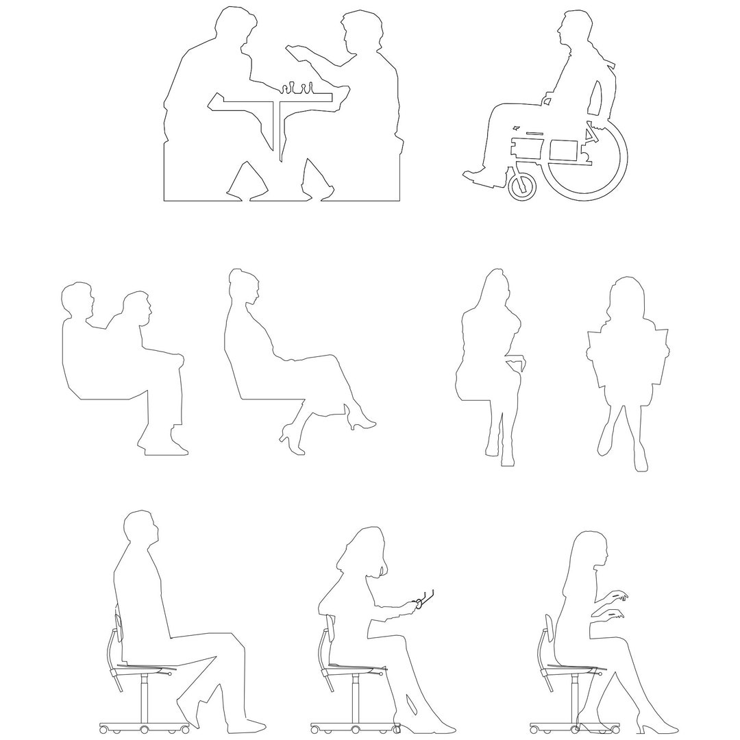 2D People Sitting, Entourage - Etsy