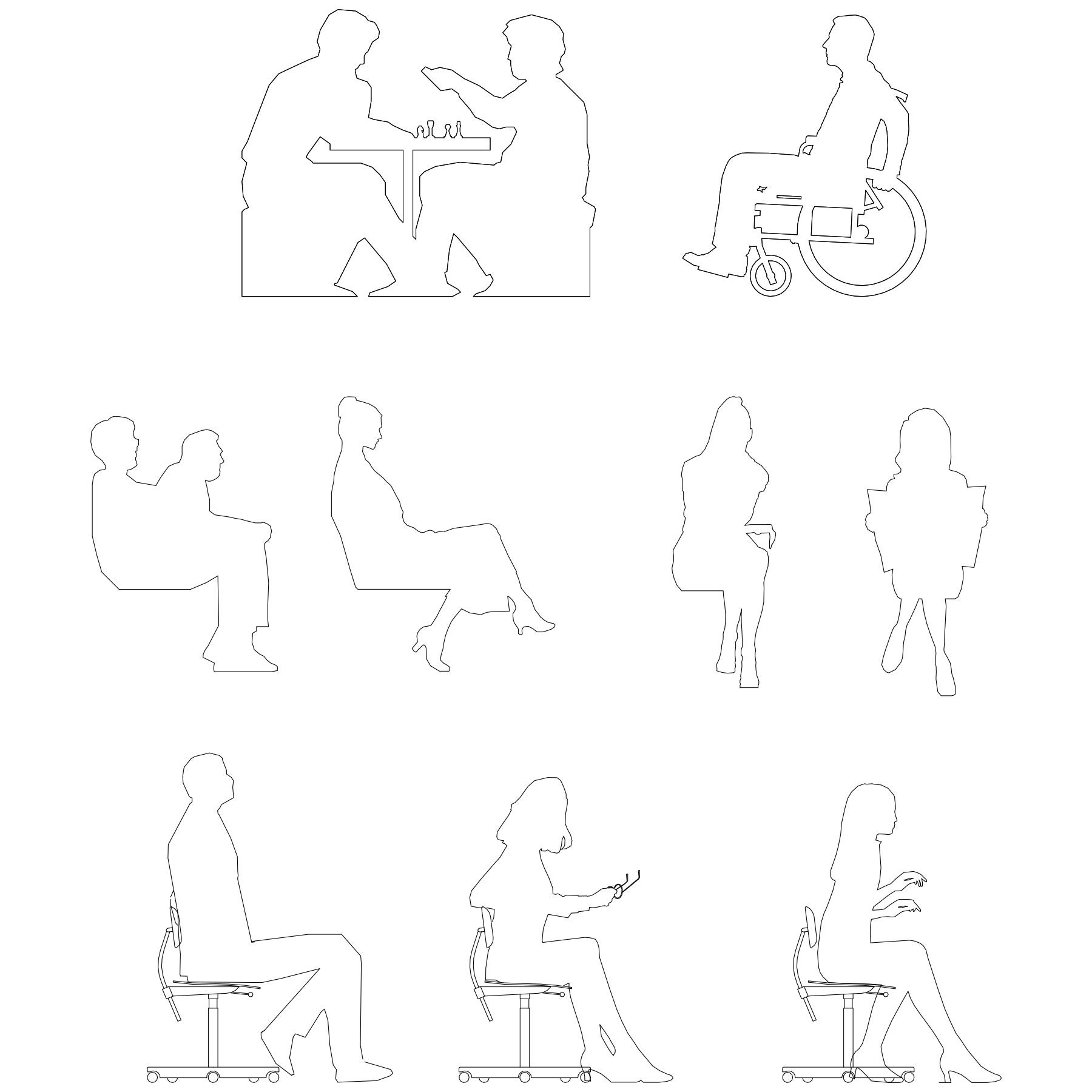 2D People Sitting, Entourage - Etsy