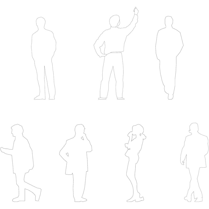 2D People Standing, Entourage - Etsy