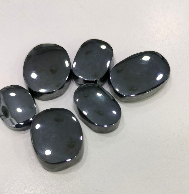 Natural Hematite Flat Back One Side Polish , Hematite Mix Size Lot ...