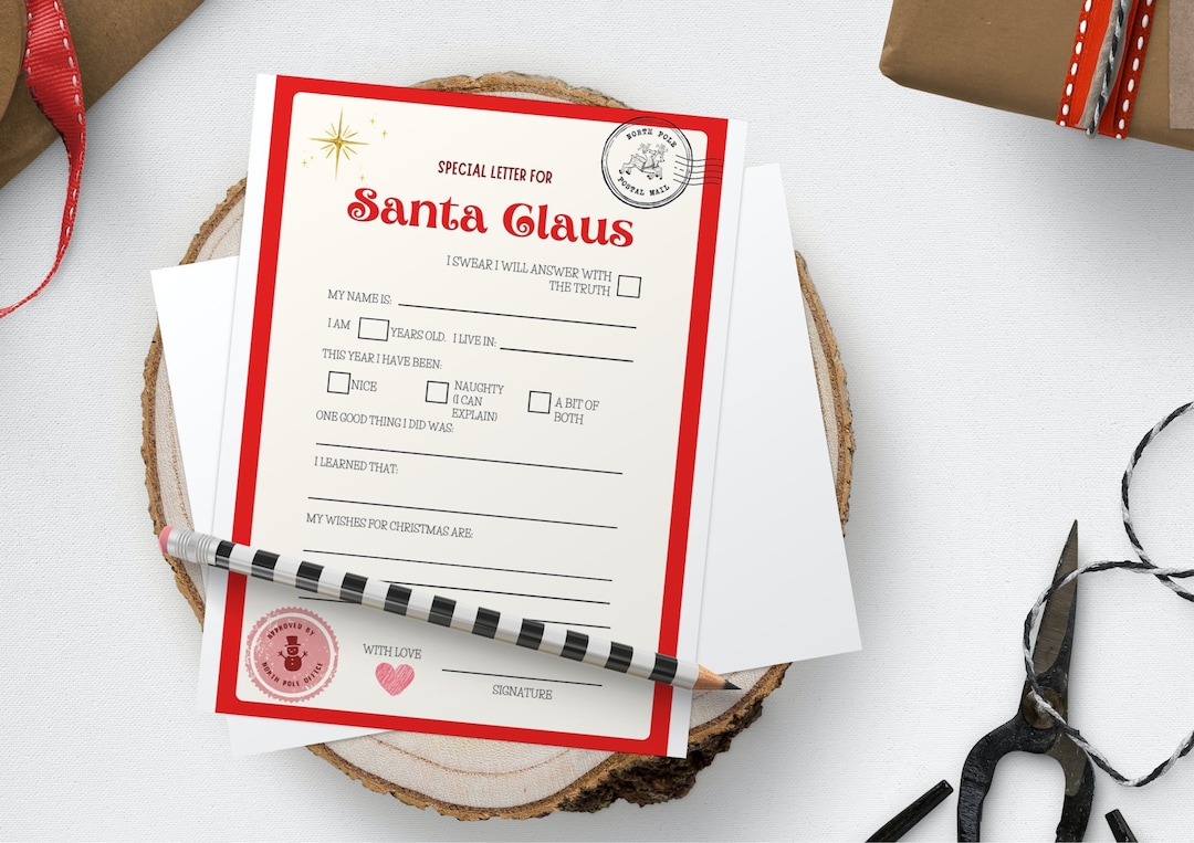 Letter to Santa Claus, Christmas Printable for Kids, Special Letter to ...