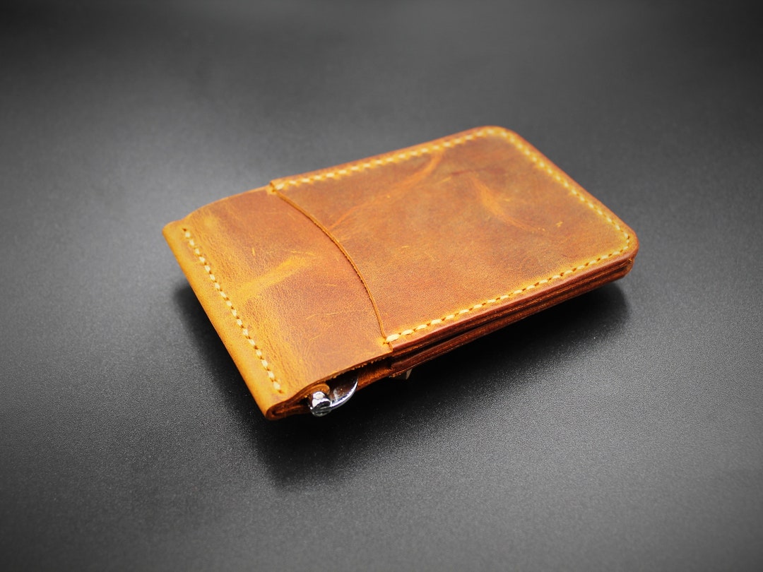 Leather Wallet With Money Clip, Handmade - Etsy