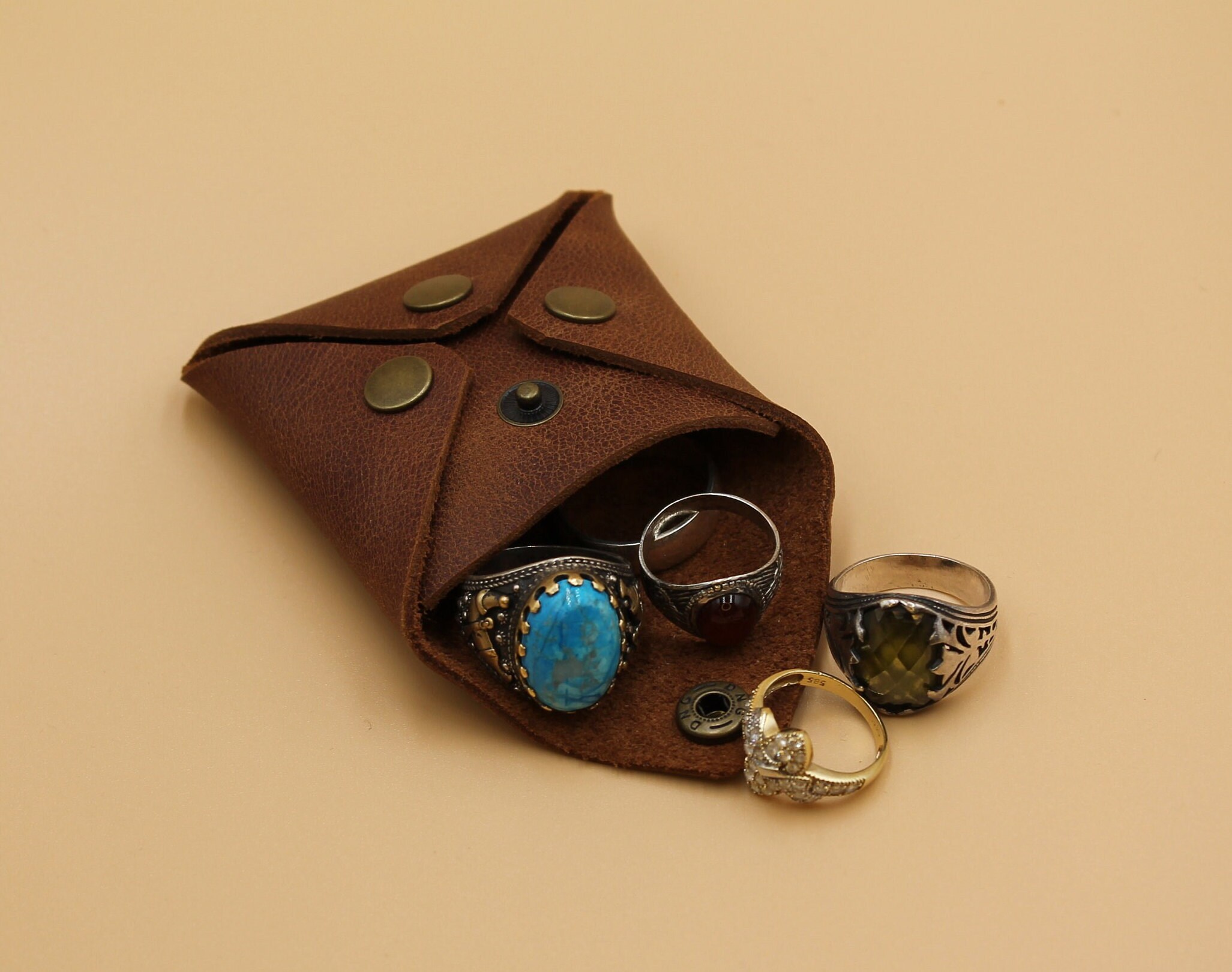 Small Jewelry Pouch, Handmade Leather Coin Pouch, Valentine's Day Gift ...