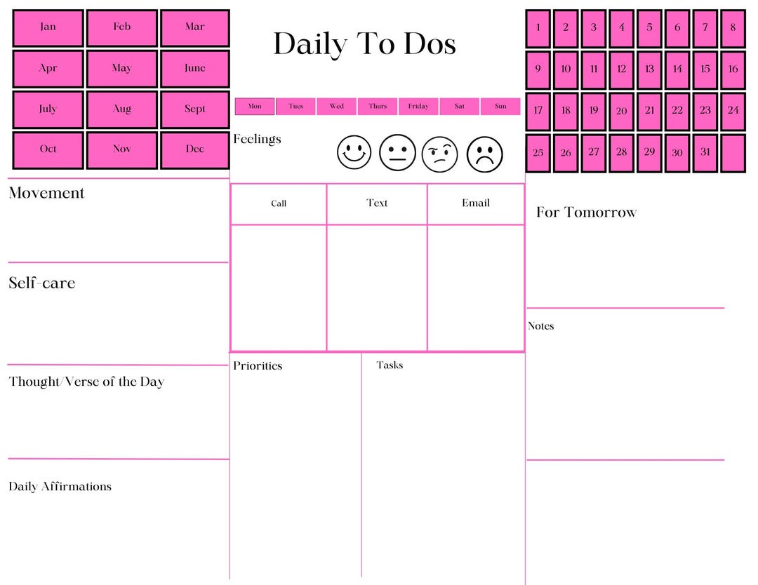 Printable Daily to Do - Etsy