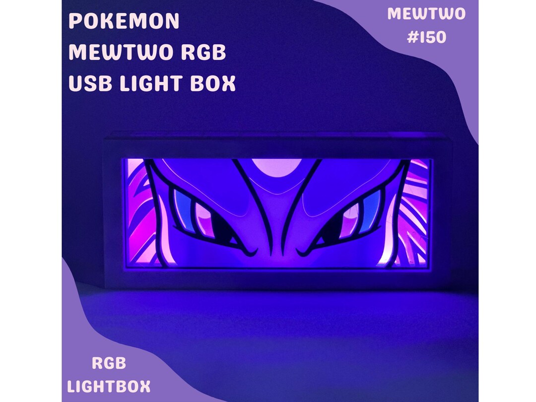 Mewtwo RGB Lightbox LED Pokemon Lamp Gaming Room Decor Custom Mewtwo ...