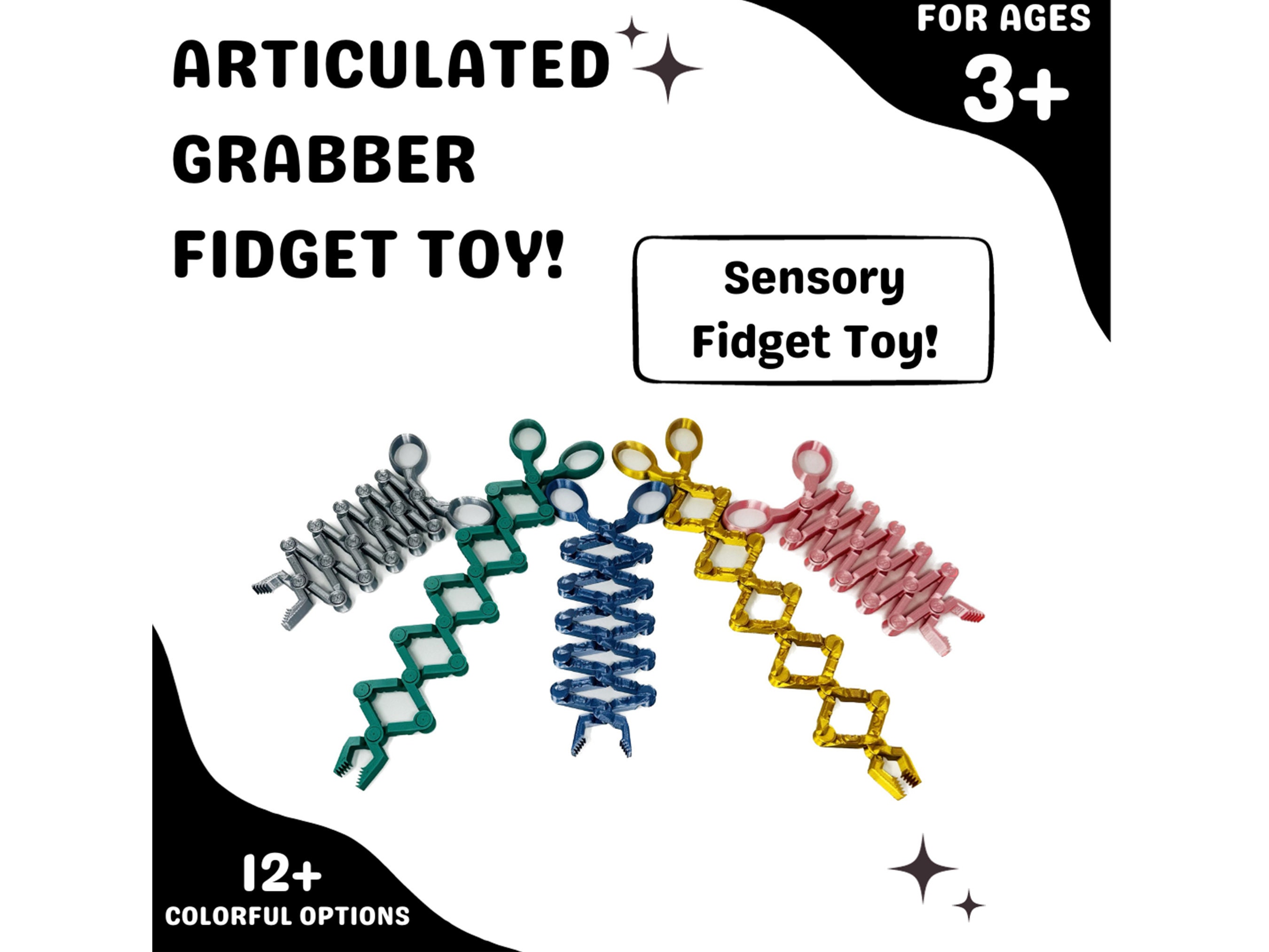 Grab Fidget Sensory Toy Articulated Extend Reach Toy Multiply Color ...