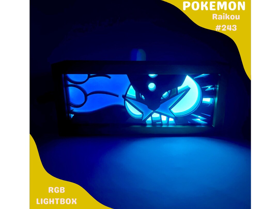 Raikou RGB LED Lightbox Electric Pokémon Lamp Gaming Room Decor Vintage ...