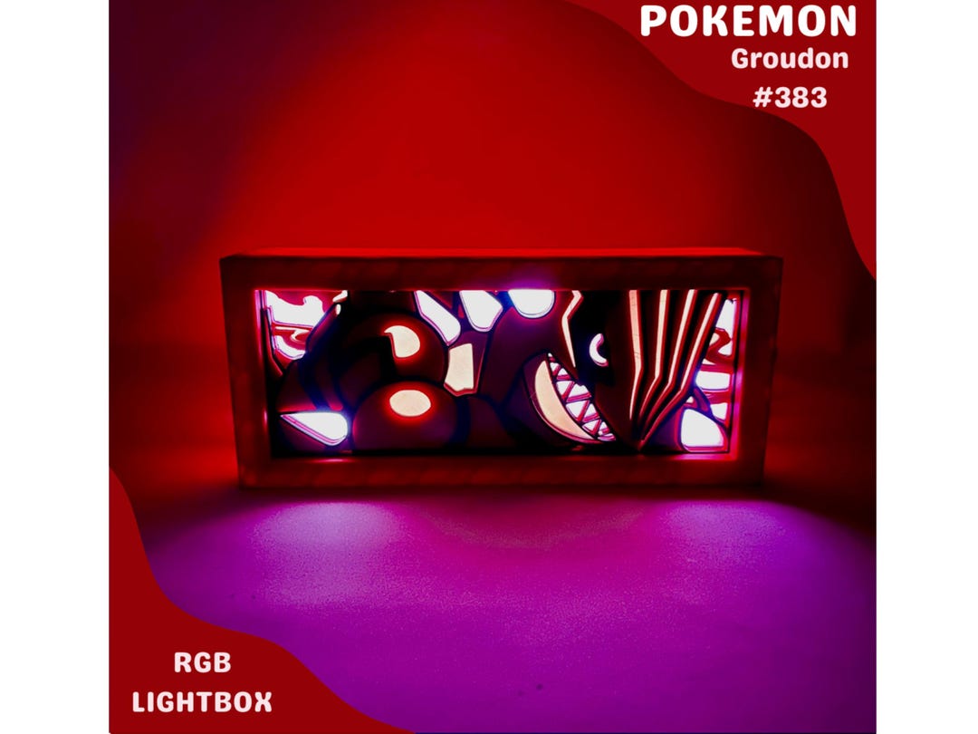 Groudon RGB LED Lightbox Legendary Fire Pokémon Lamp Gaming Room Decor ...