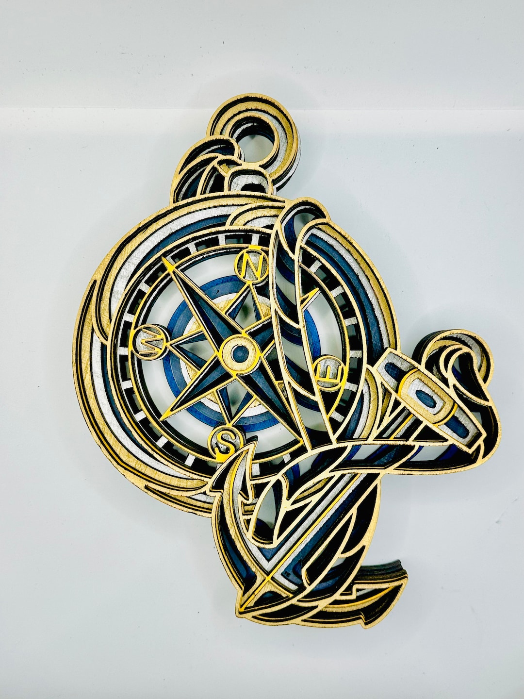 Compass and Anchor Nautical Wooden Wall Art Compass and Anchor ...