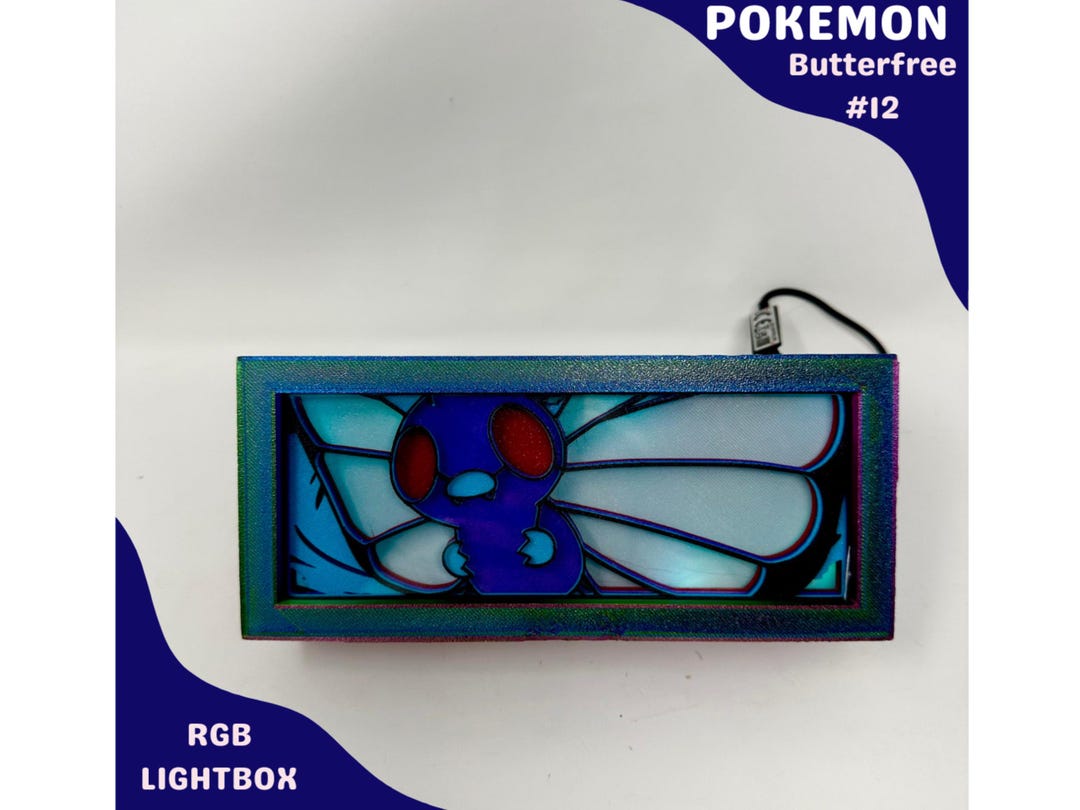 Butterfree RGB LED Lightbox Bug Pokémon Lamp Gaming Room Decor Vintage ...