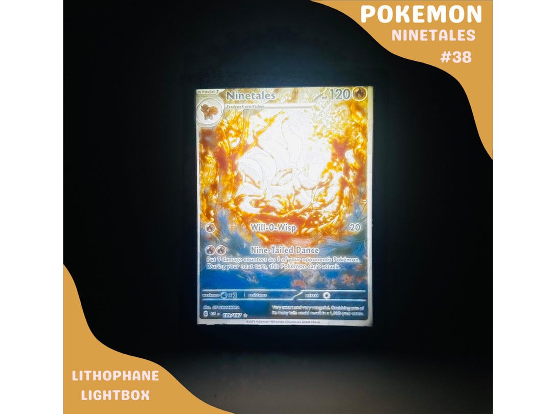 Ninetales Pokémon Lithophane Light Box Unique 3D Printed Night Light ...
