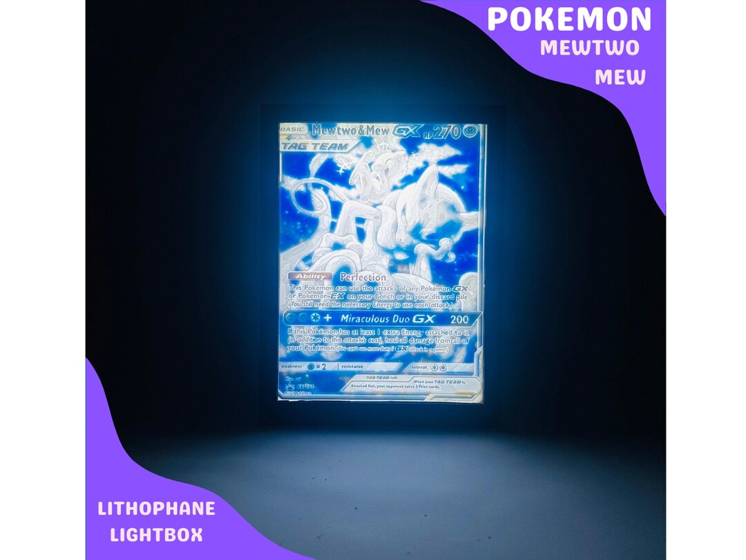 Mewtwo Mew Tag Team Art Pokémon Lithophane Light Box Unique 3D Printed ...