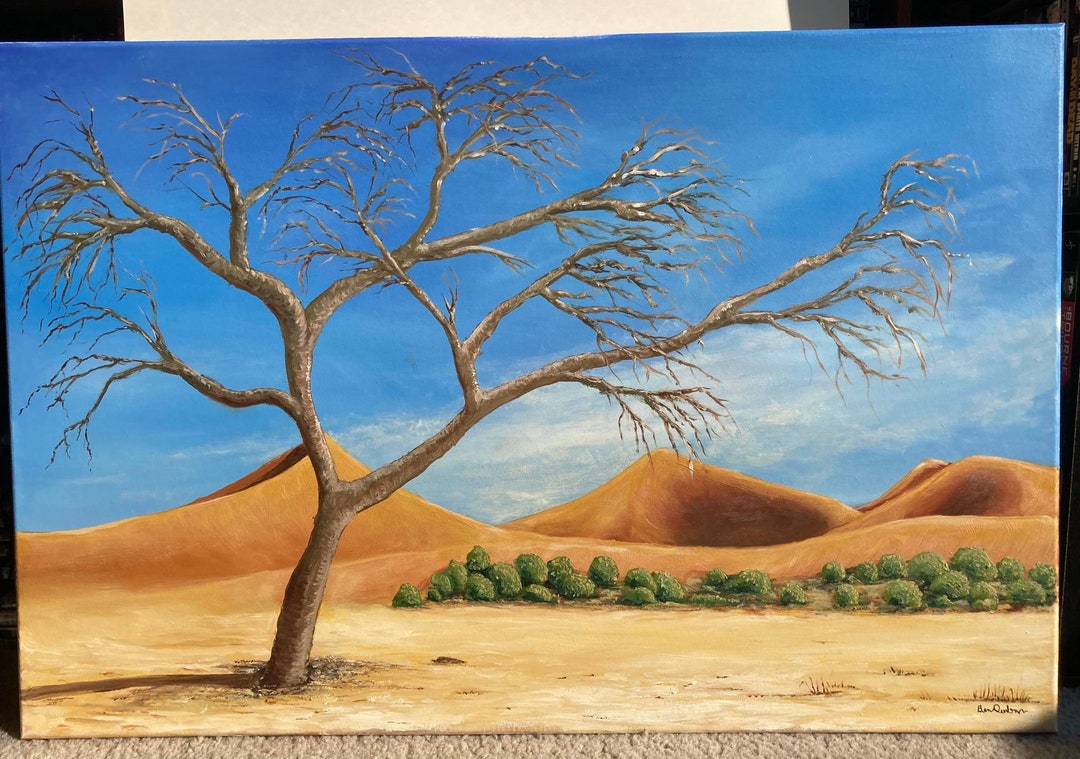 Desert Tree Sand Dunes Painting - Etsy