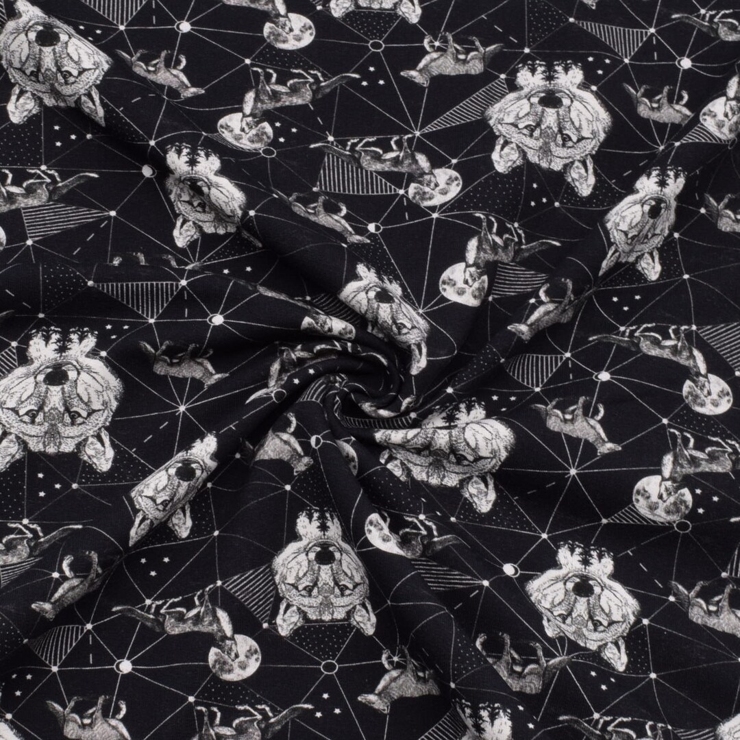 French Terry Stoff Moonwalker Wolf & Mond schwarz by KATINOH - Etsy.de