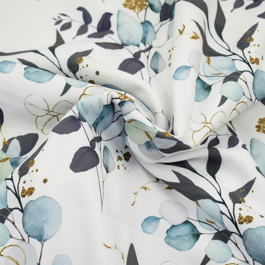 Softshell Fabric Eucalyptus White & Gold by KATINOH - Etsy