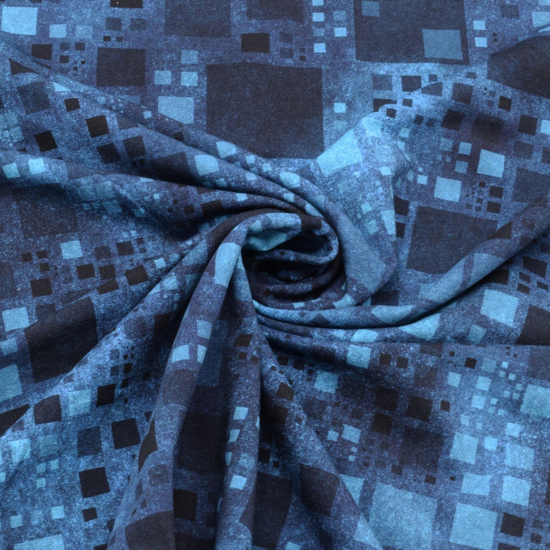 French Terry Stoff Quadrate blau Sommersweat ab 05 m - Etsy.de