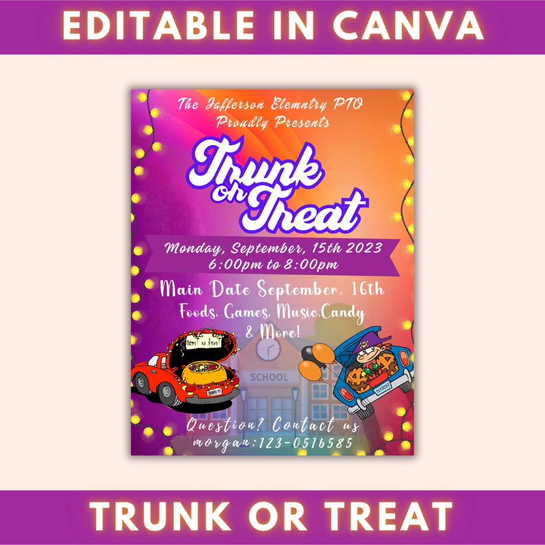 EDITABLE Trunk or Treat, Halloween Flyer, Trunk or Treat Invitation ...