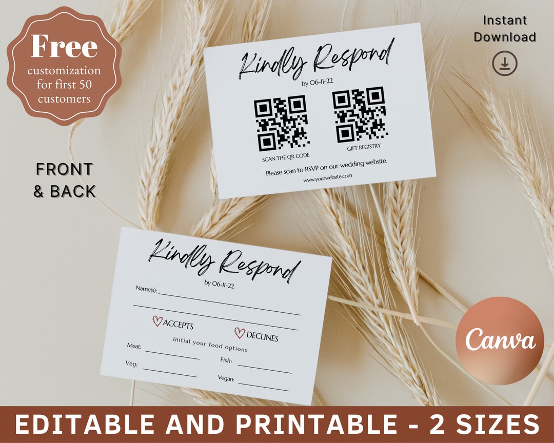 QR Code Invite, QR Code Rsvp Card, QR Code Wedding, Qr Code Reply Card ...