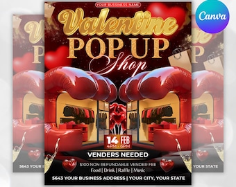 Valentine Pop up Shop Flyer, Valentine Event Flyer Template, Pop up ...