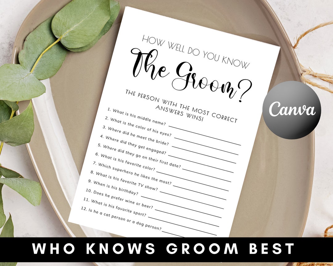 How Well You Know the Groom Game, Modern Bridal Trivia Shower Game, Who ...