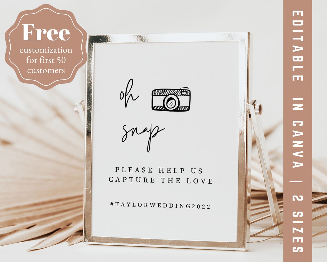 Editable Wedding Hashtag Sign Template, Use Our Hashtag, Hash Tag Sign ...