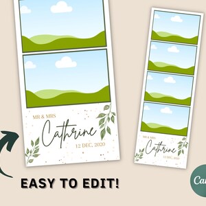 Wedding Photobooth Template 2x6 4x6 6x4 With Green Tiny Leaves Wedding ...