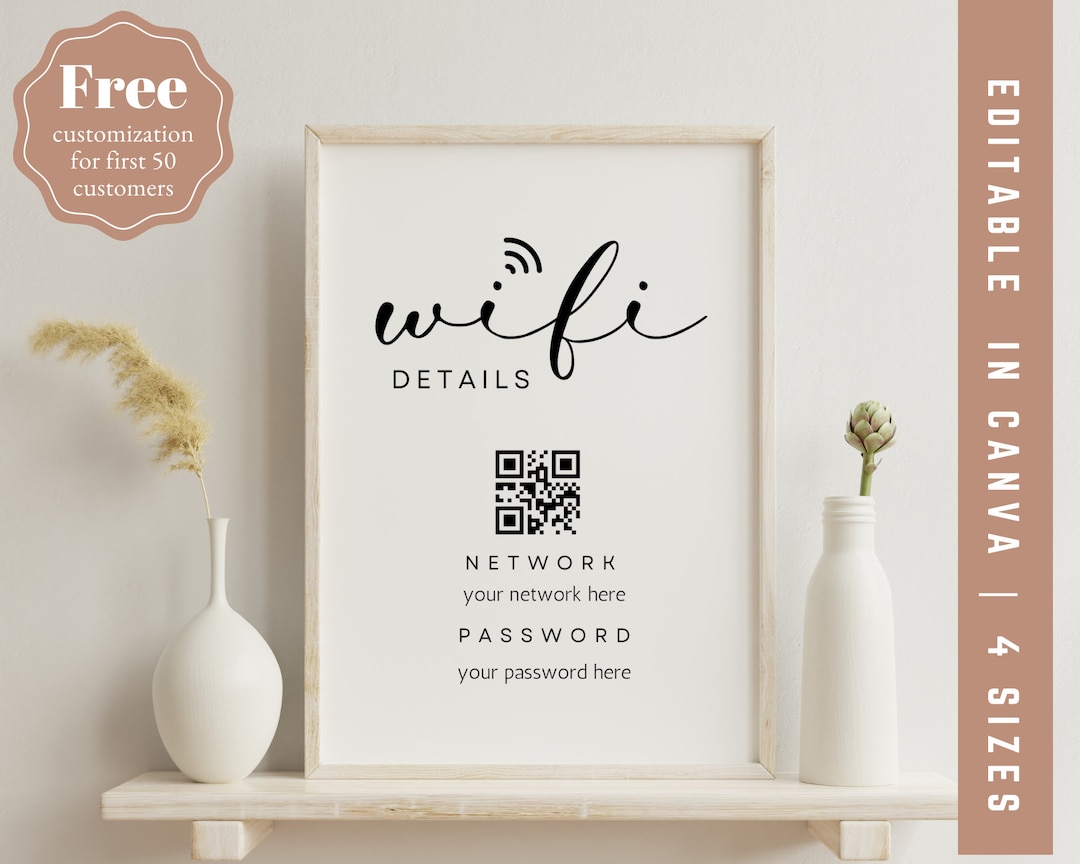 QR CODE SIGN | Wifi Password Sign Printable, Guest Room Wifi Sign - Etsy