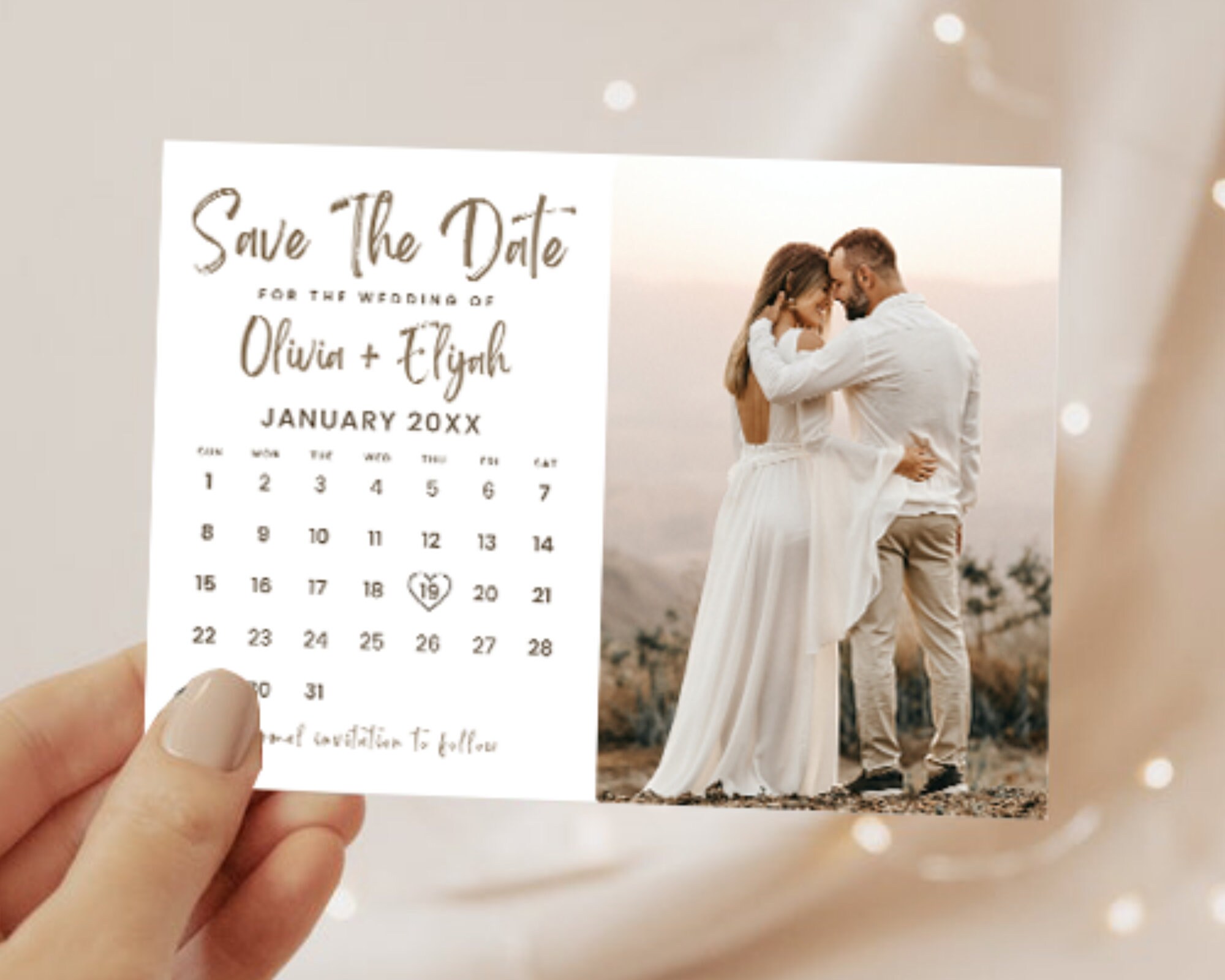 Save the Date Calendar Template, Calendar Save Date, Diy Invitation ...